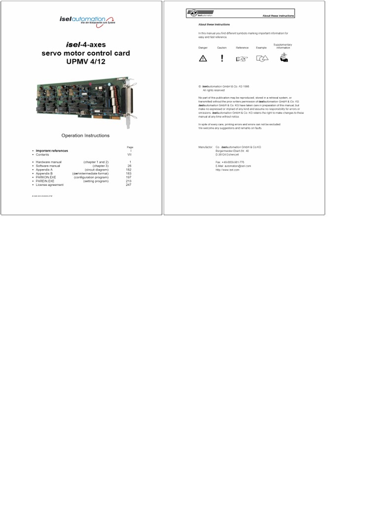 Isel-4-Axes Servo Motor Control Card UPMV 4 - 12 - PDF | PDF