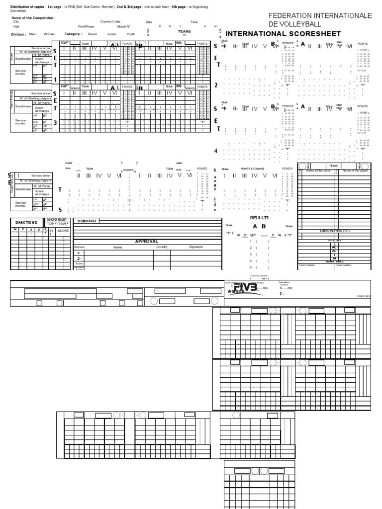 International Scoresheet: S T E S E T 1 S E T 3 | PDF | Sports