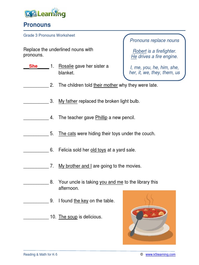Pronouns Worksheets For 3rd Grade Grade 5 Pronouns Worksheets | K5
