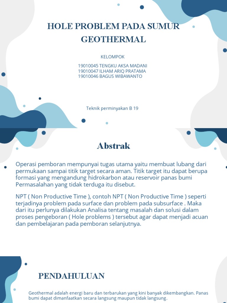 Kelompok Tepb - Hole Problem Pada Sumur Geothermal | PDF | Metode ...