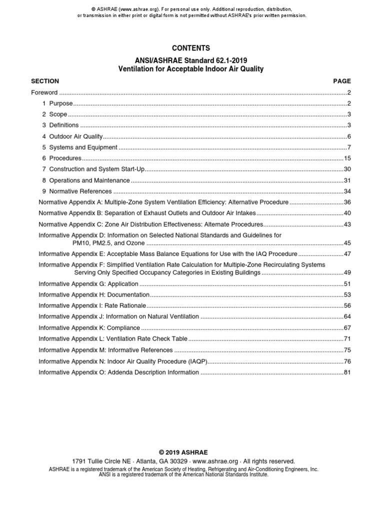 ANSI/ASHRAE Standard 62.1-2019 Ventilation For Acceptable Indoor Air ...