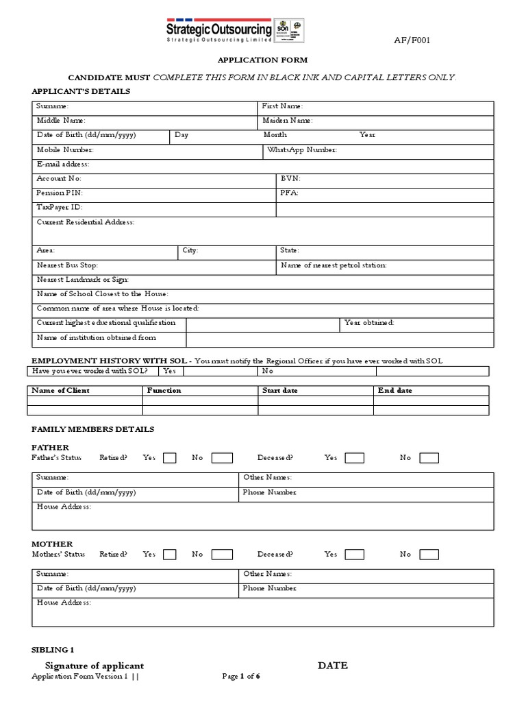 Candidate Application Form for SOL | PDF | Identity Document | Guarantee