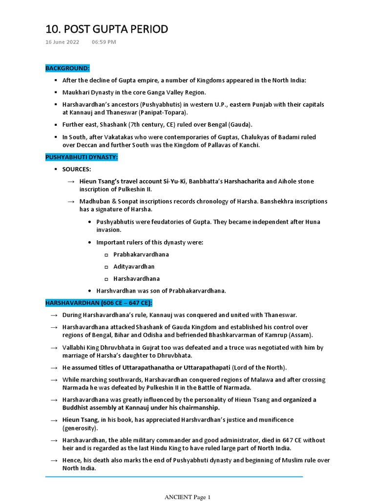 Post Gupta Period | PDF