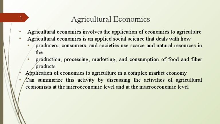 Agricultural Economics | PDF