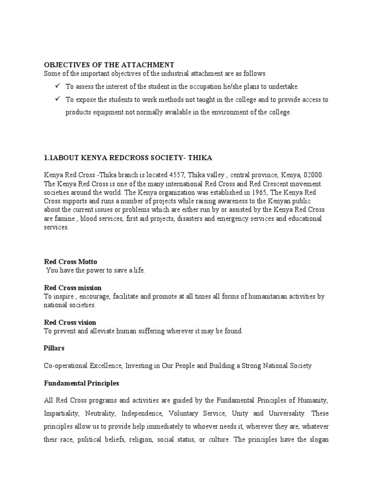 Objectives of Kenya Red Cross Attachment | PDF | International Red ...