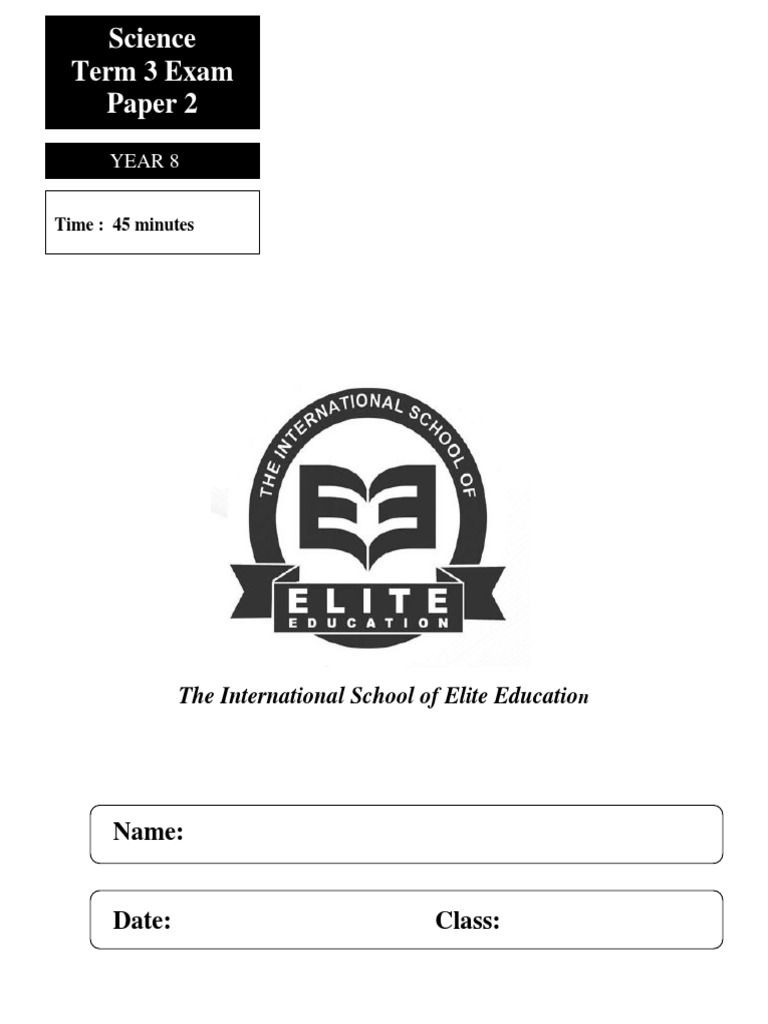 Y8 Term 3 Science Paper 2 Exam | PDF | Sodium | Atomic Physics
