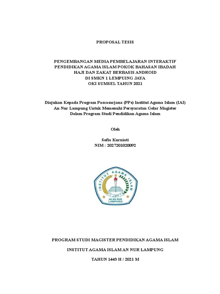 Cover Proposal Tesis | PDF | Karier & Perkembangan | Perjalanan