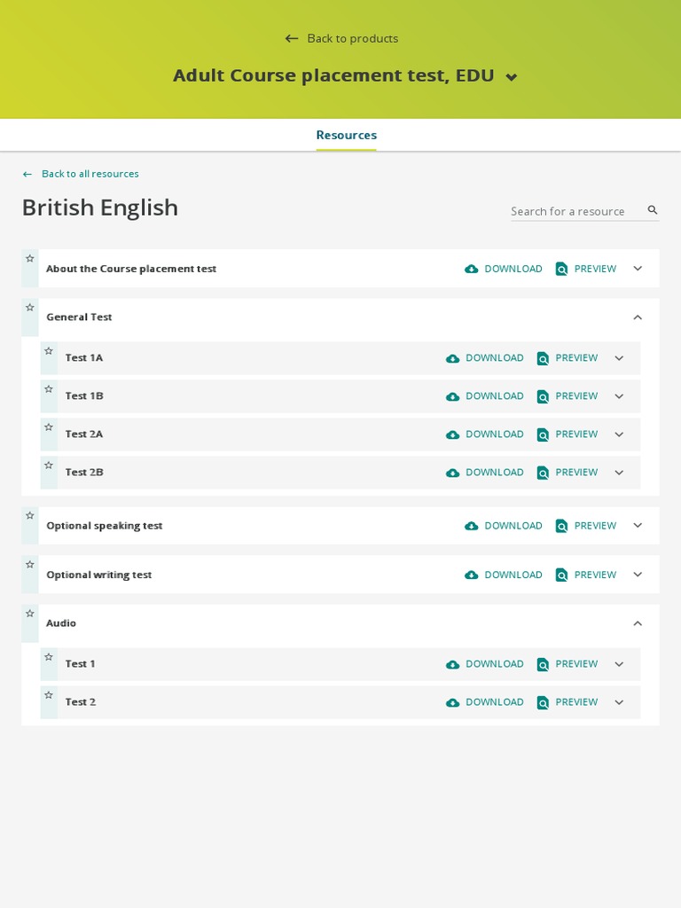British English Adult Placement Tests | PDF