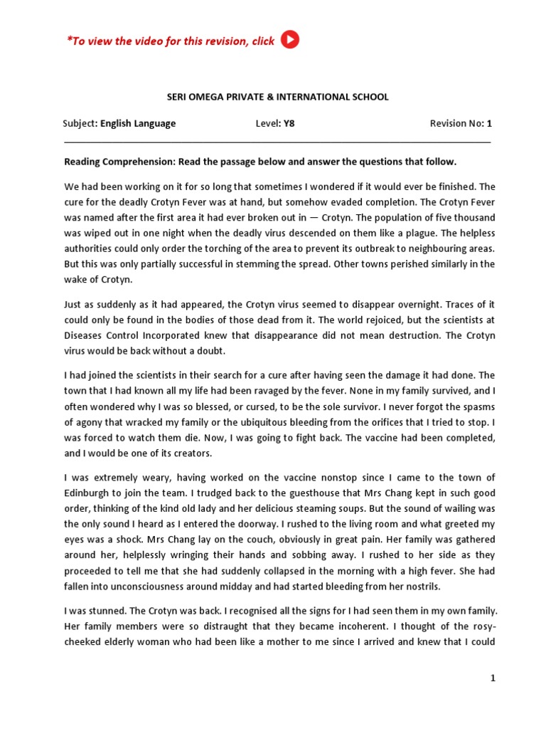 Revision 1 English Y8 | PDF | Verb