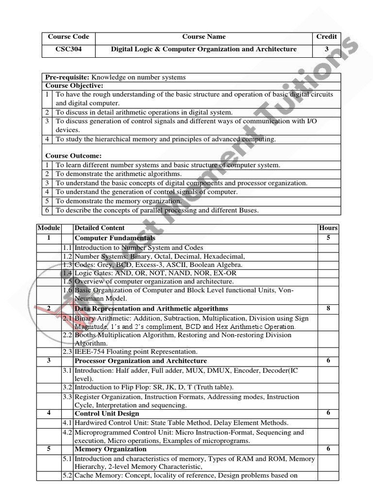 Detailed Content Hours 1 5 | PDF | Binary Coded Decimal | Central Processing Unit