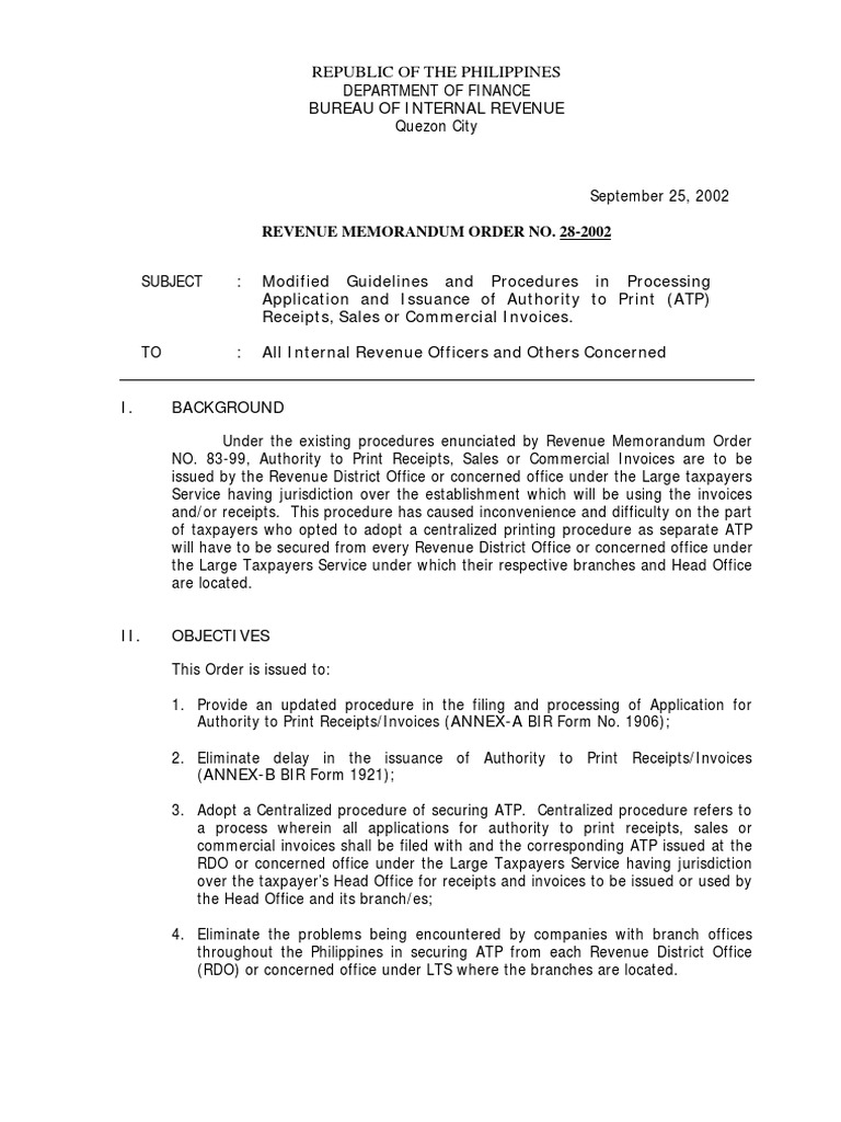RMO No 28-2002 | PDF | Receipt | Invoice