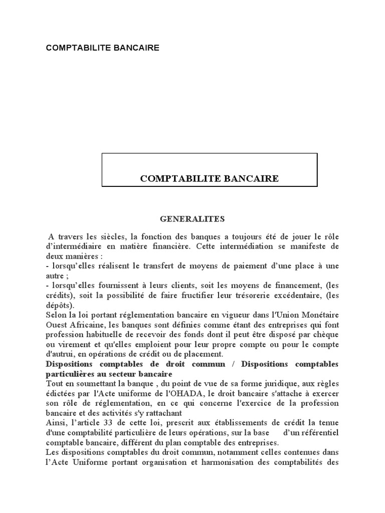 Comptabilite Bancaire | PDF | Comptabilité | Banques