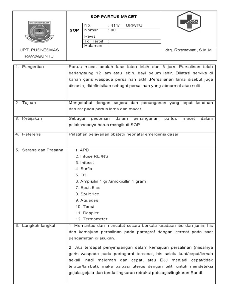 Sop Partus Macet | PDF