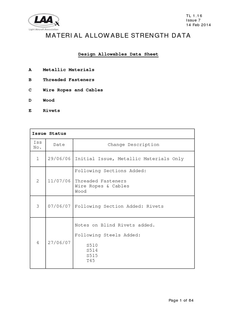 Material Allowable Strength Data | PDF | Strength Of Materials | Pascal ...