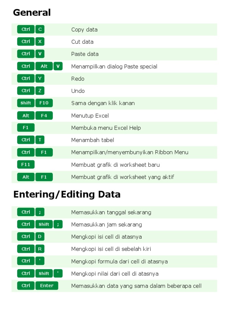 Shortcut Excel v2 | PDF