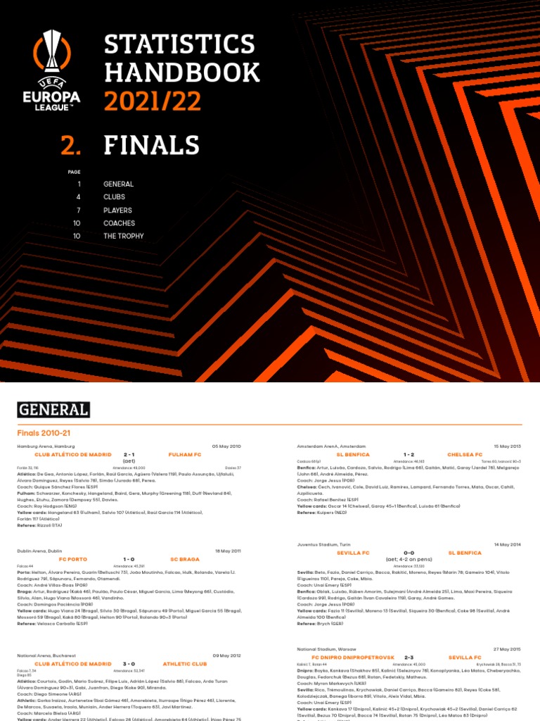 Statistics Handbook Finals: 1 General 4 Clubs 7 Players 10 Coaches 10 ...