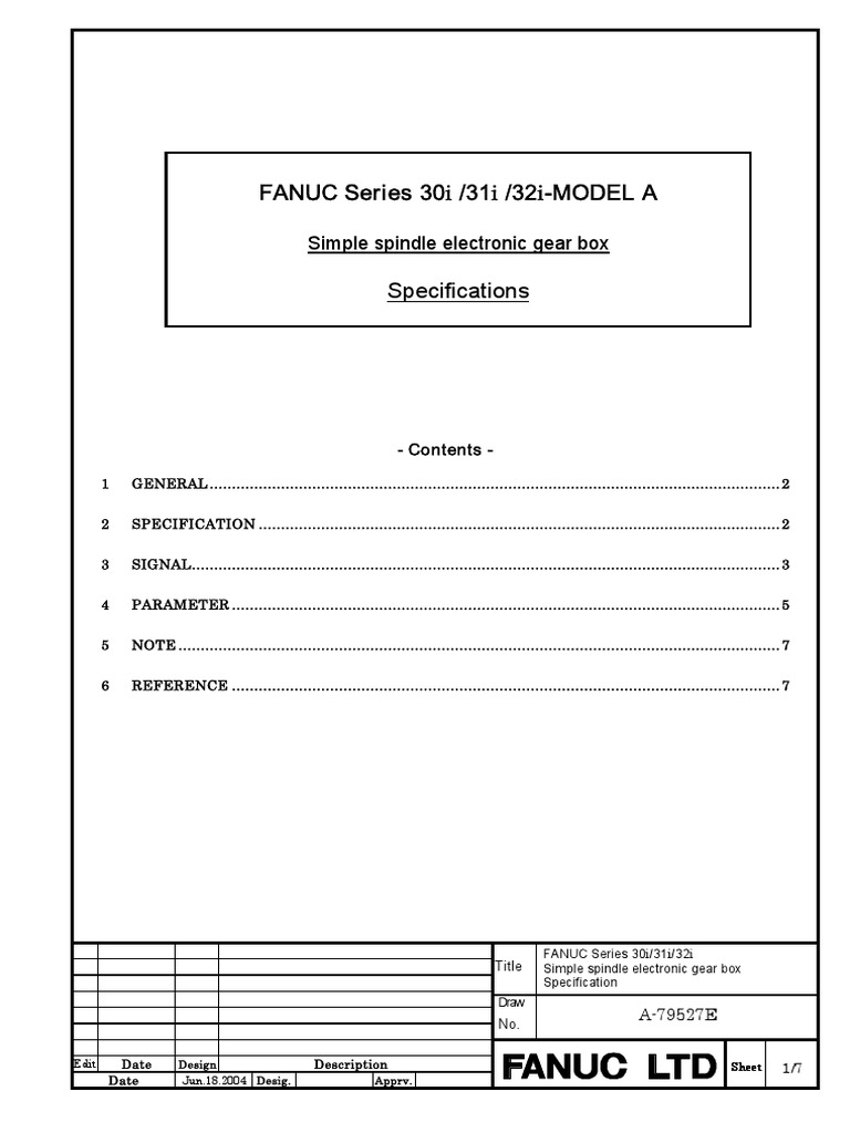 FANUC Series 30 I /31i /32i-MODEL A: Simple Spindle Electronic Gear Box | PDF | Parameter ...