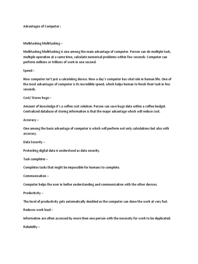 Advantages of Computer | PDF | Cybercrime | Computer Data Storage