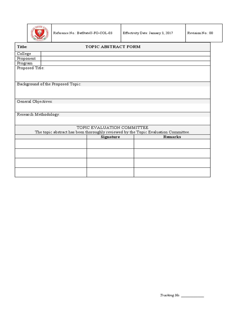 Topic Abstract Form | PDF