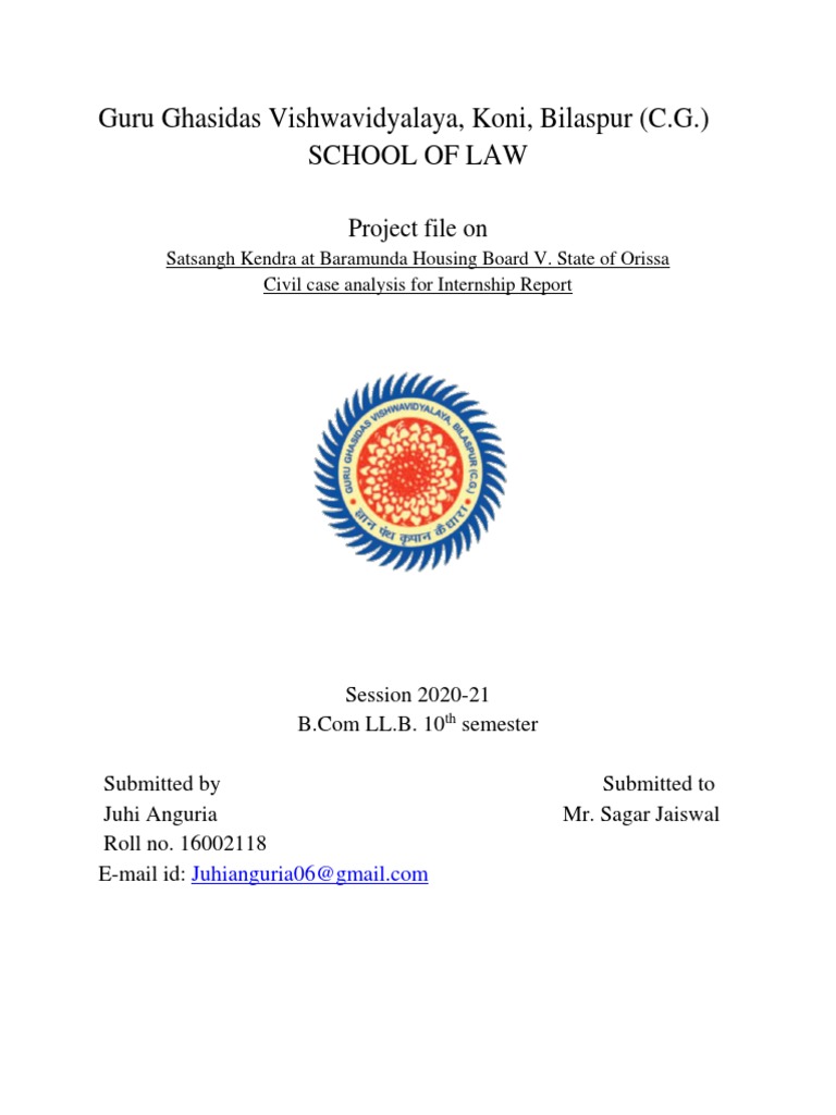 Civil Case Internship Report | PDF | Lawsuit | Intervention (Law)