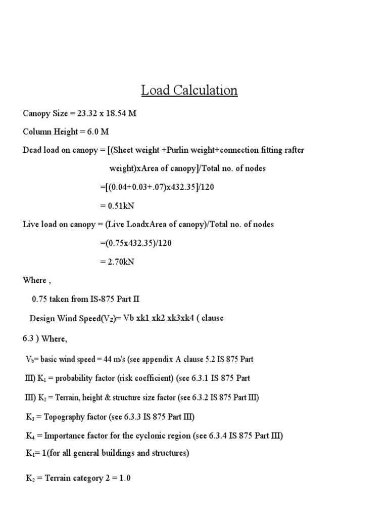 Canopy Wind Load Calculation | PDF