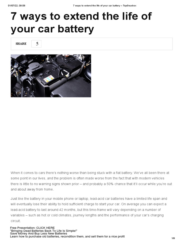 7 Ways To Extend The Life of Your Car Battery | PDF | Electricity ...