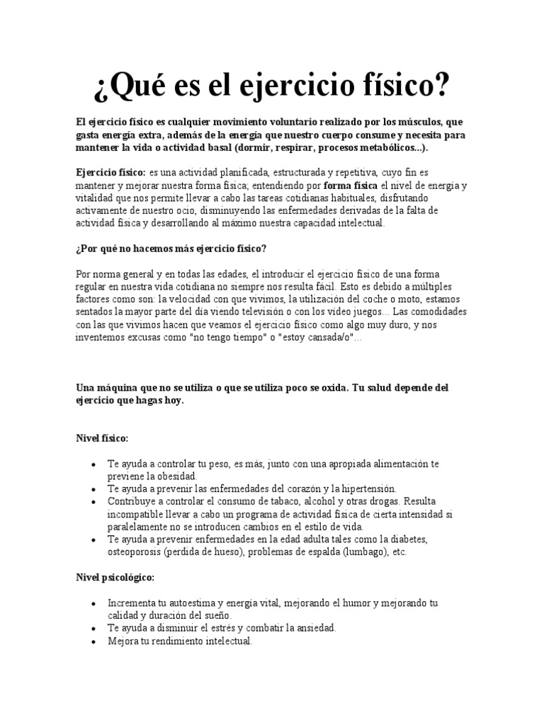 Qué Es El Ejercicio Físico | PDF | Gimnasia | Deportes Qué Es El Ejercicio Físico | PDF | Gimnasia | Deportes