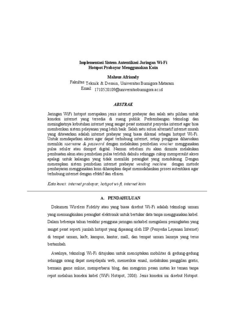 Implementasi Sistem Autentikasi Jaringan Wi-Fi Hotspot Prabayar Menggunakan Koin | PDF ...