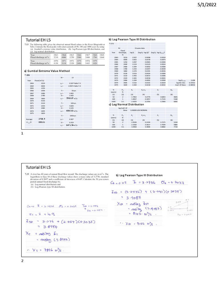 Week 8 and 9 - EH L5 Solutions of Tutorial and Past Year Questions | PDF | Probability ...