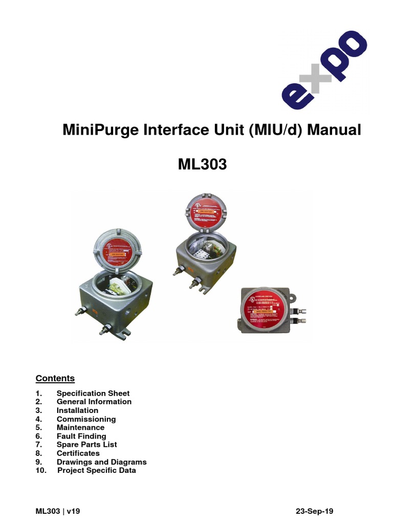 Minipurge Interface Unit (Miu/D) Manual Ml303 | PDF | Electrical Engineering | Electricity