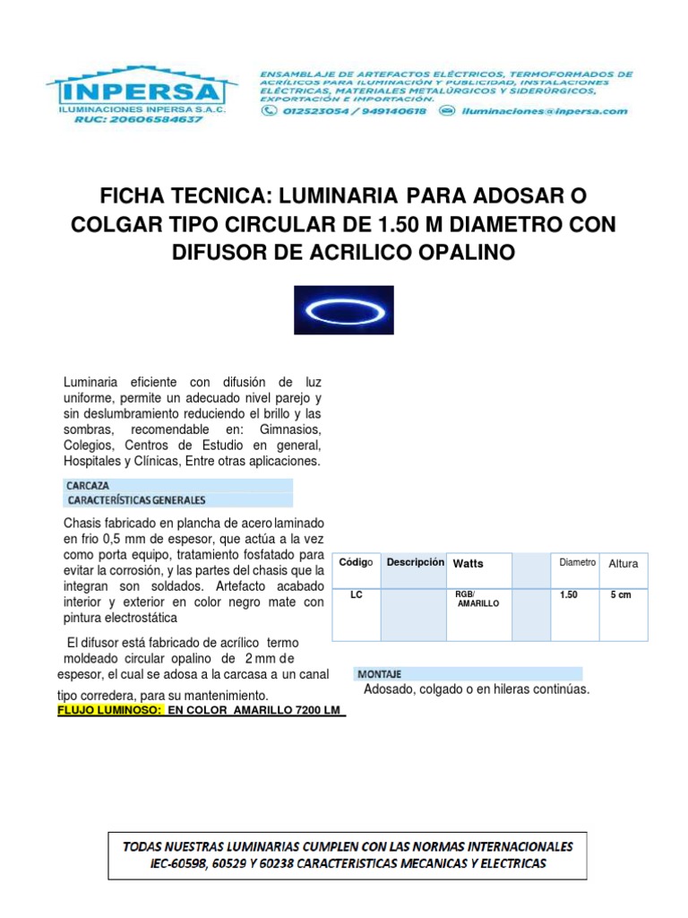Ficha Tecnica Slim Led Circular y Cuadrada | PDF