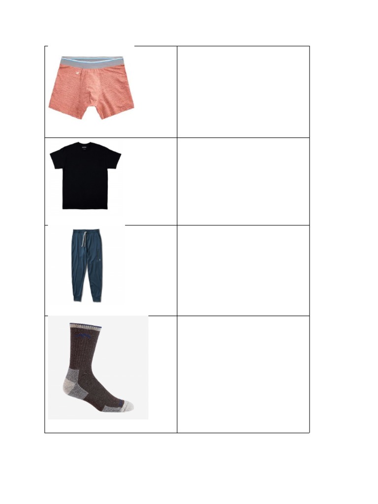 Clothing Checklist | PDF