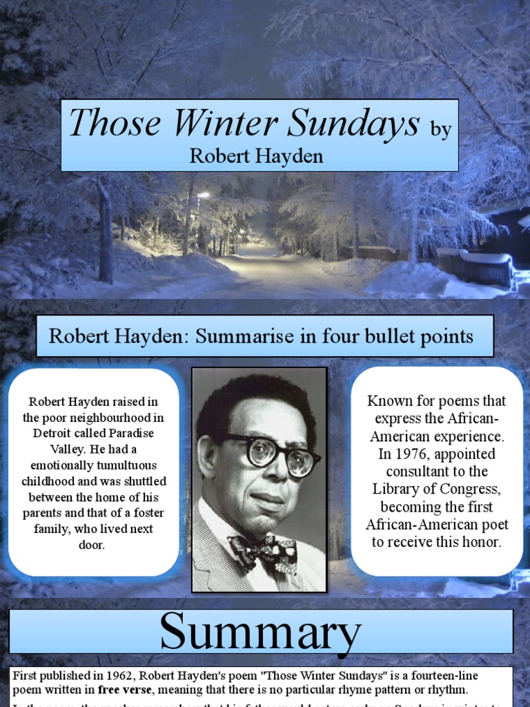 Those Winter Sundays: by Robert Hayden | PDF | Poetry