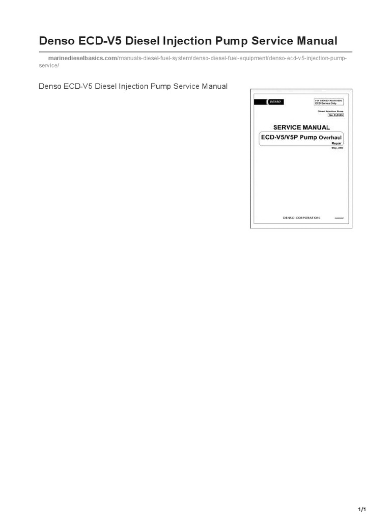 Denso ECD-V5 Diesel Injection Pump Service Manual | PDF