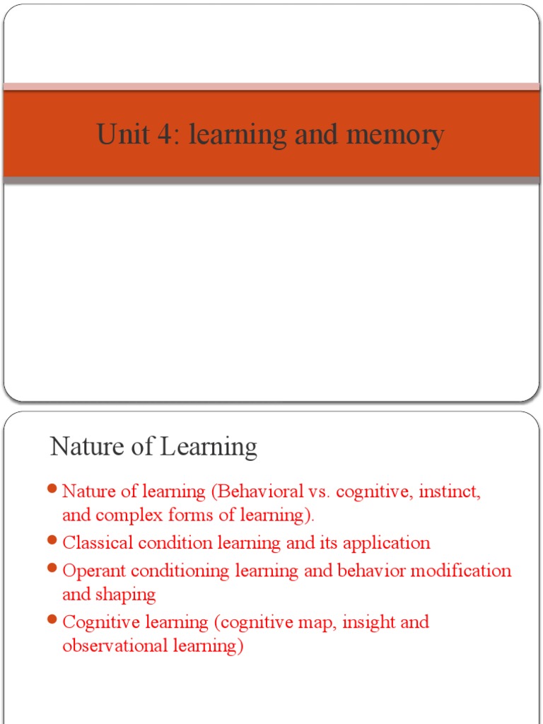 Unit 4: Learning and Memory | PDF