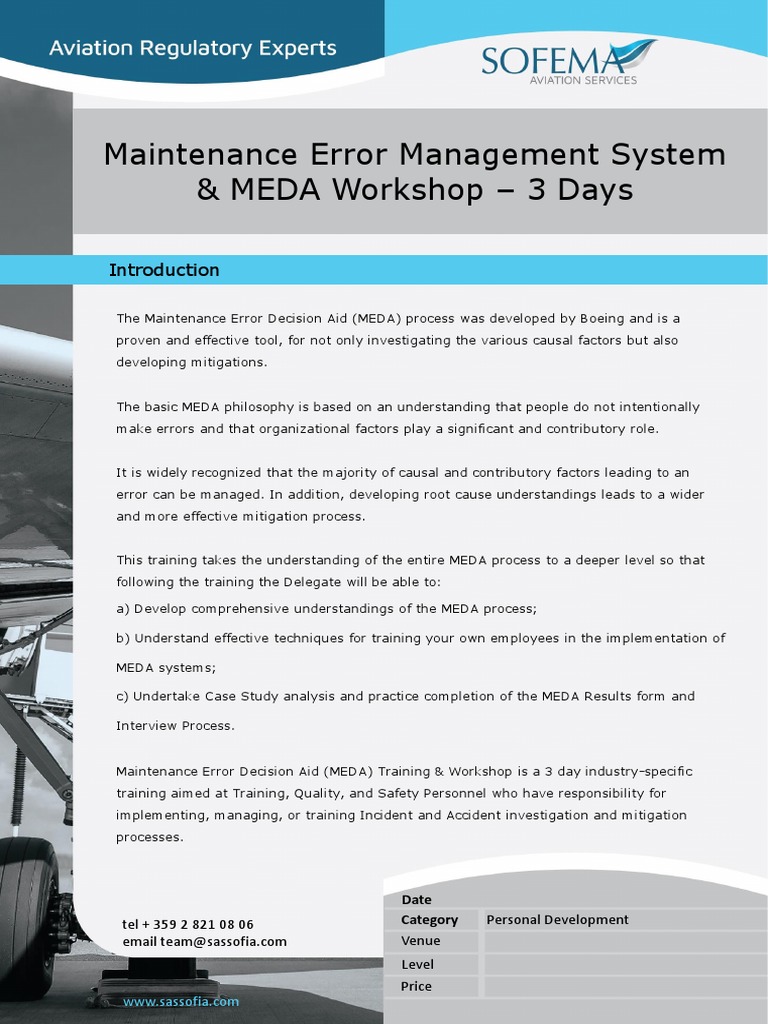 Maintenance Error Management System & MEDA Workshop - 3 Days | PDF ...