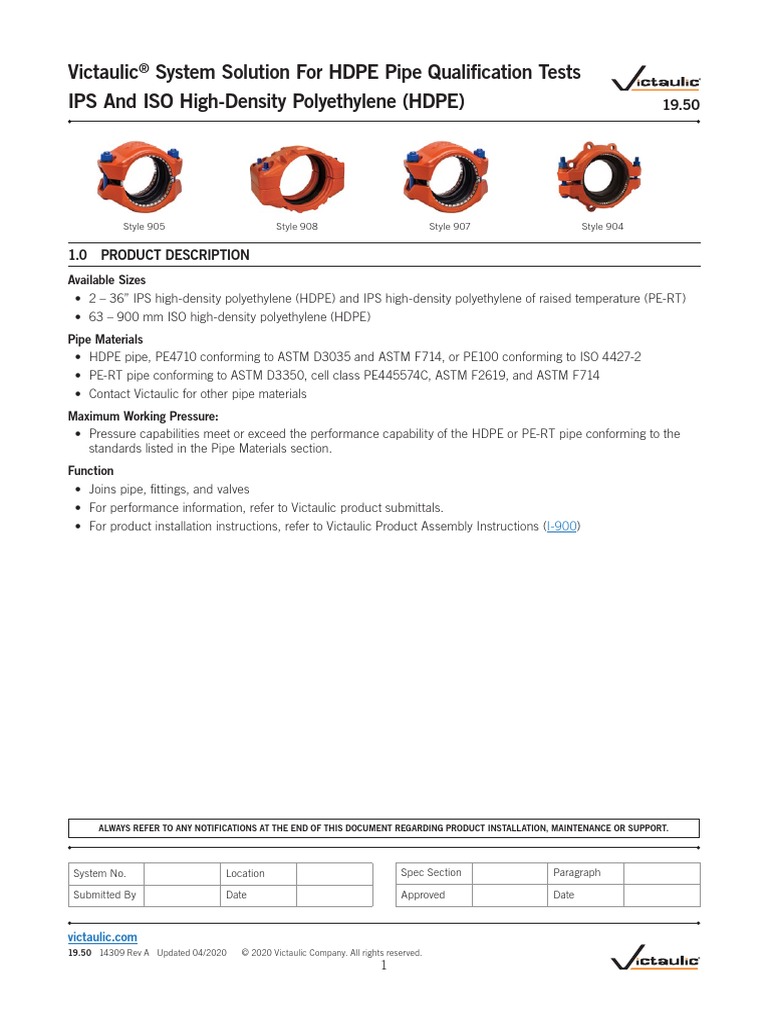 Victaulic System Solution For HDPE Pipe Qualification Tests IPS and ISO ...