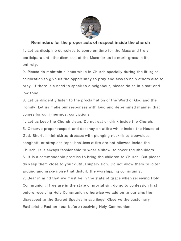 Reminders | PDF | Eucharist | Catholic Church