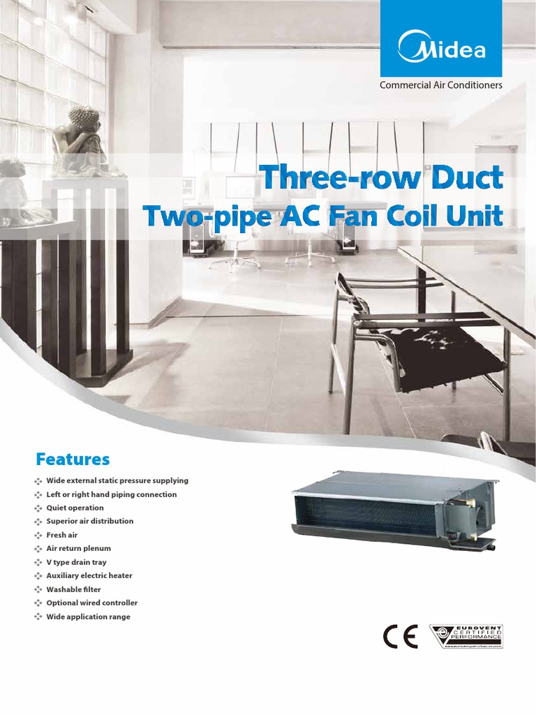 Two-Pipe AC Fan Coil Unit: Three-Row Duct | PDF | Duct (Flow ...