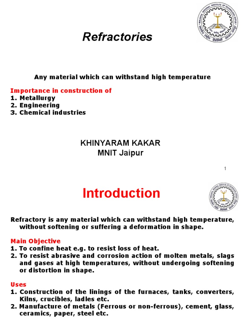 Refractories: Khinyaram Kakar MNIT Jaipur | PDF | Refractory | Porosity