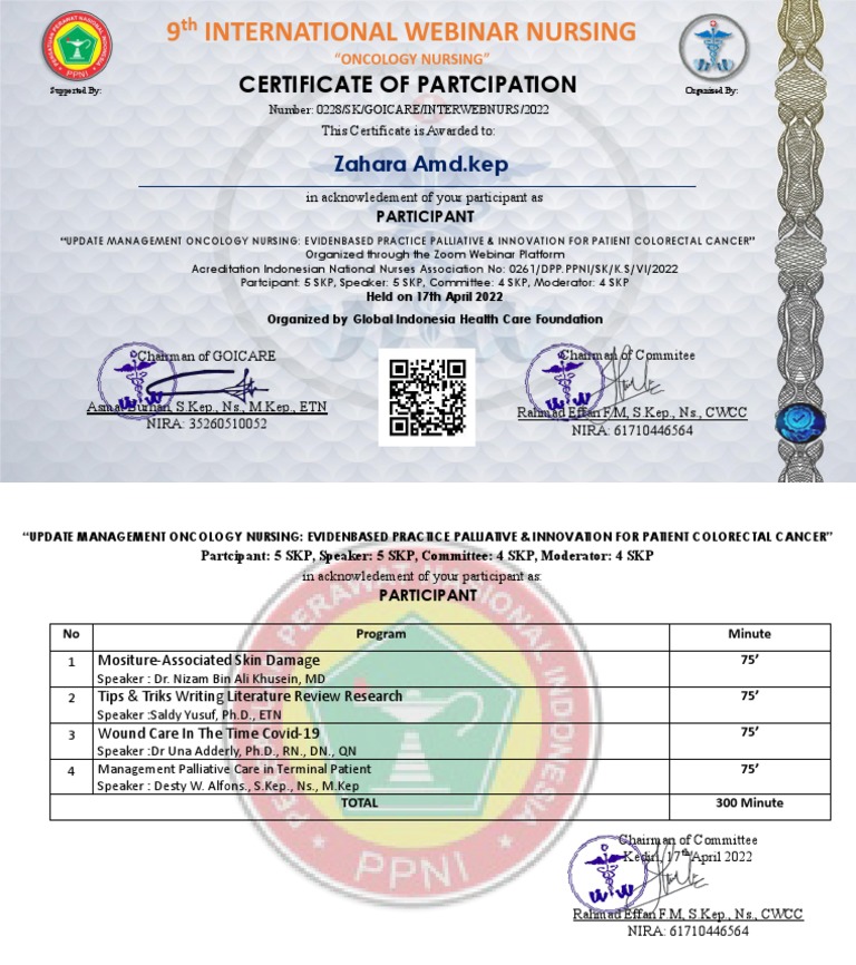 Certificate Day 2 0228/SK/GOICARE/INTERWEBNURS/2022 Zahara Amd - Kep ...