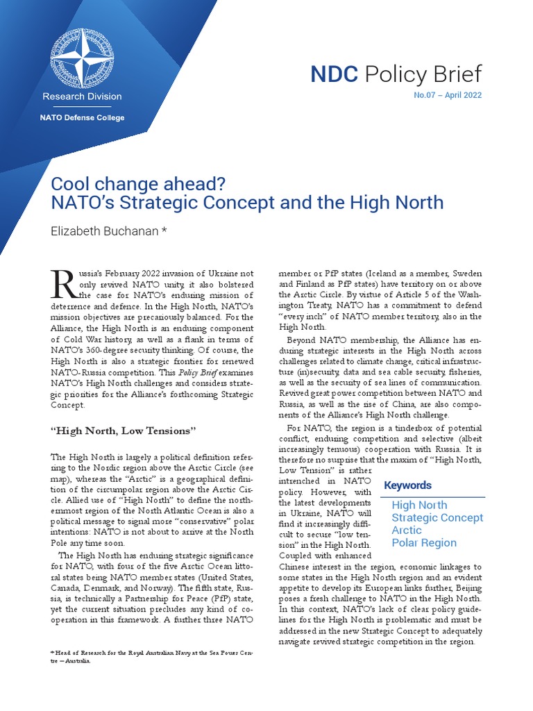 Policy Brief: Cool Change Ahead? NATO's Strategic Concept and The High ...