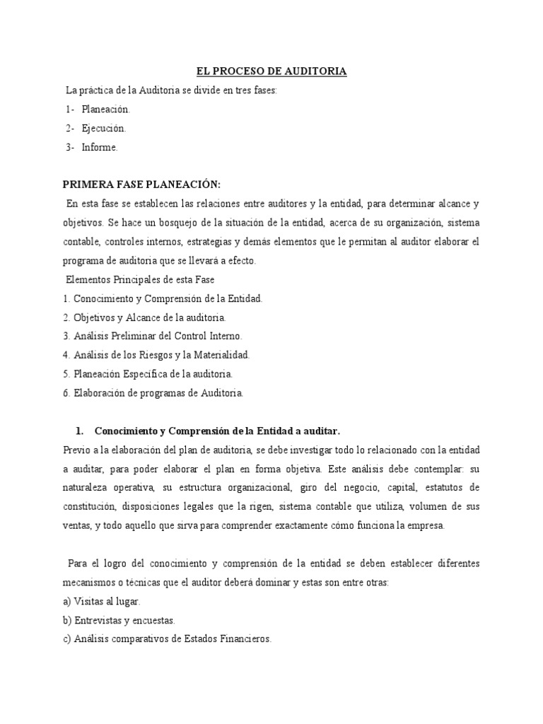 El Proceso de Auditoria | PDF | Auditoría | Contabilidad