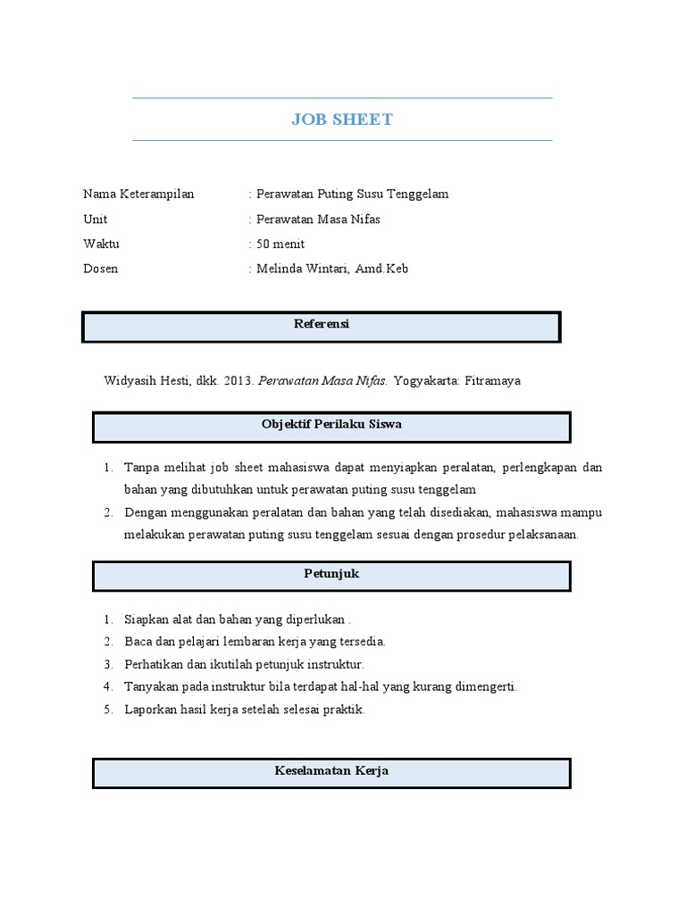 JOB SHEET Puting Susu Tenggelam | PDF