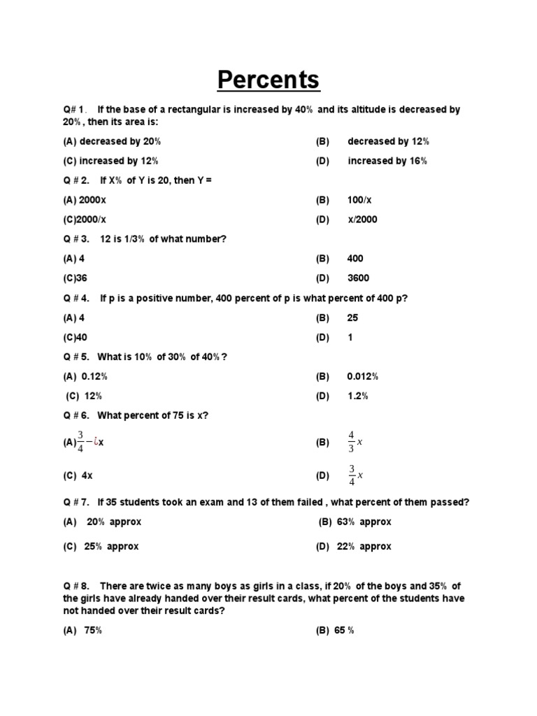 Percents problems and solutions | PDF | Government Finances | Economies