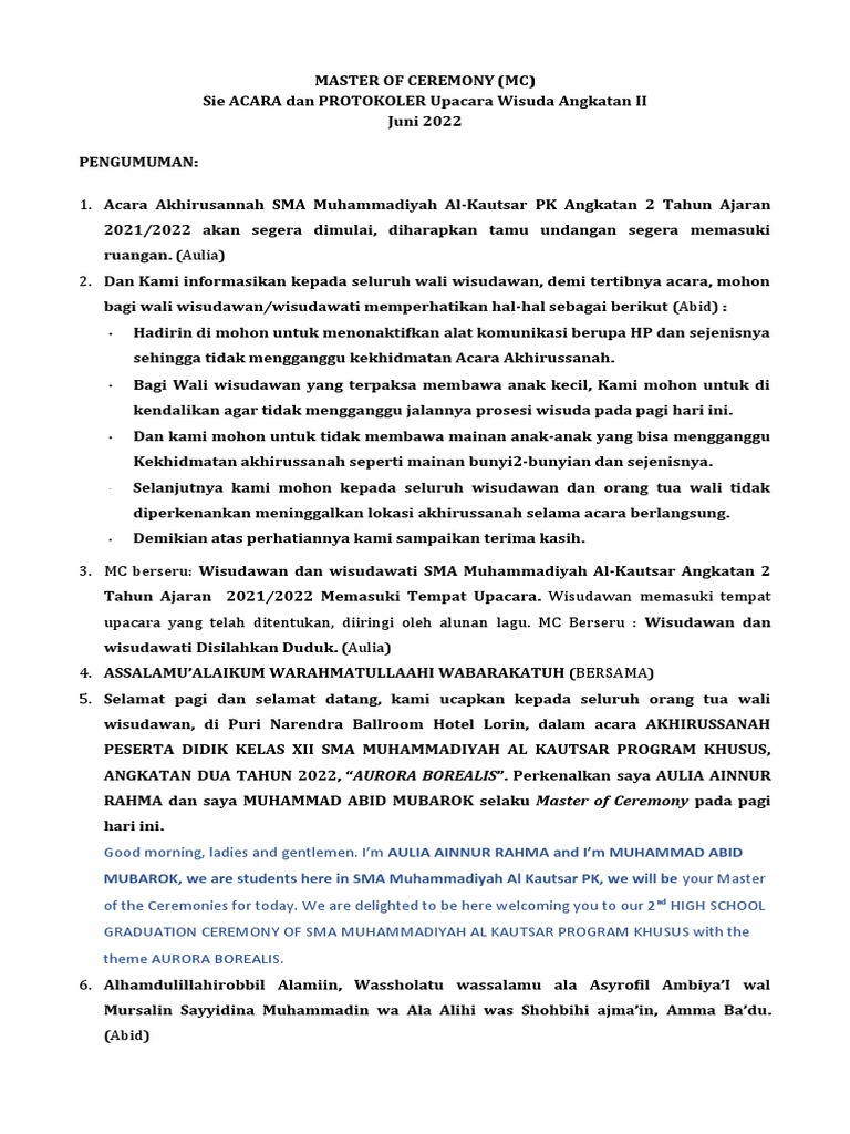 Revised Teks MC Akhirussanah | PDF