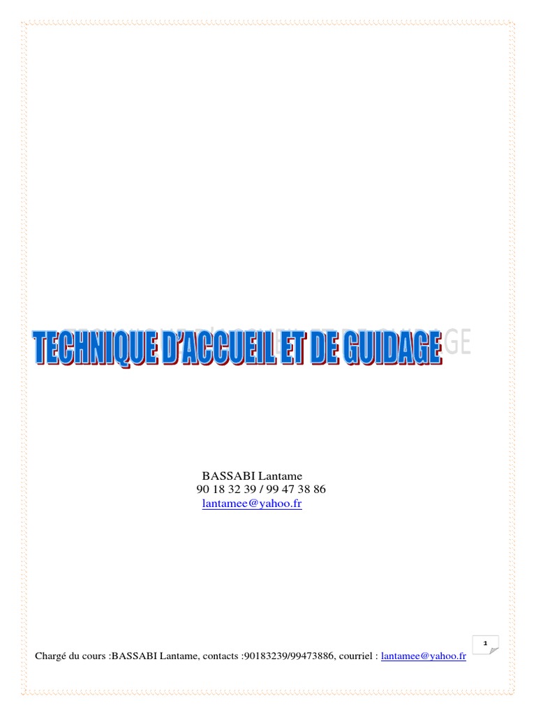 Technique de Guidage, Animation Et Accueil | PDF | Tourisme | Musée