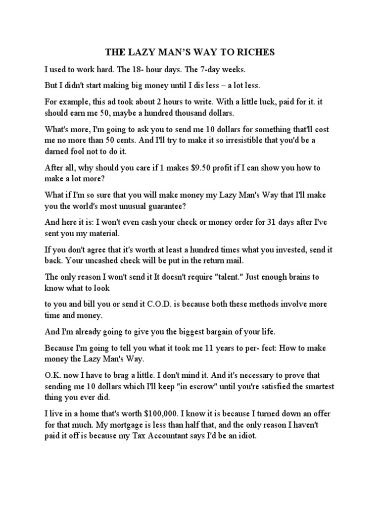 The Lazy Man'S Way To Riches | PDF | Debt | Economies