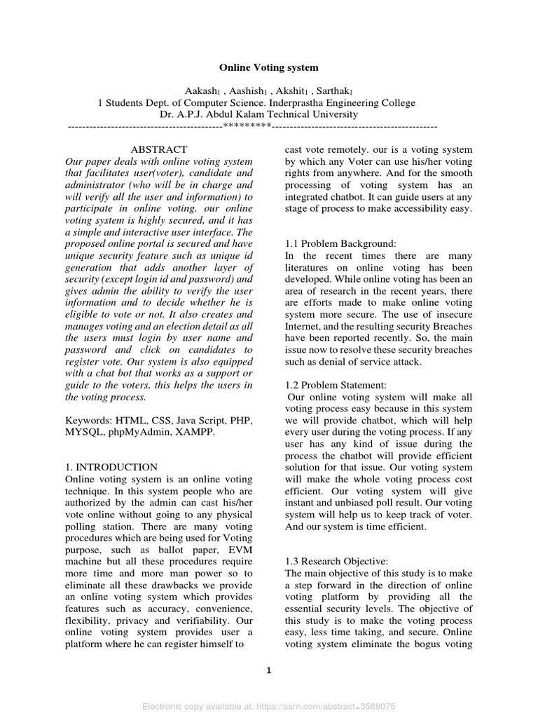 Online Voting System | PDF | Electronic Voting | Voting