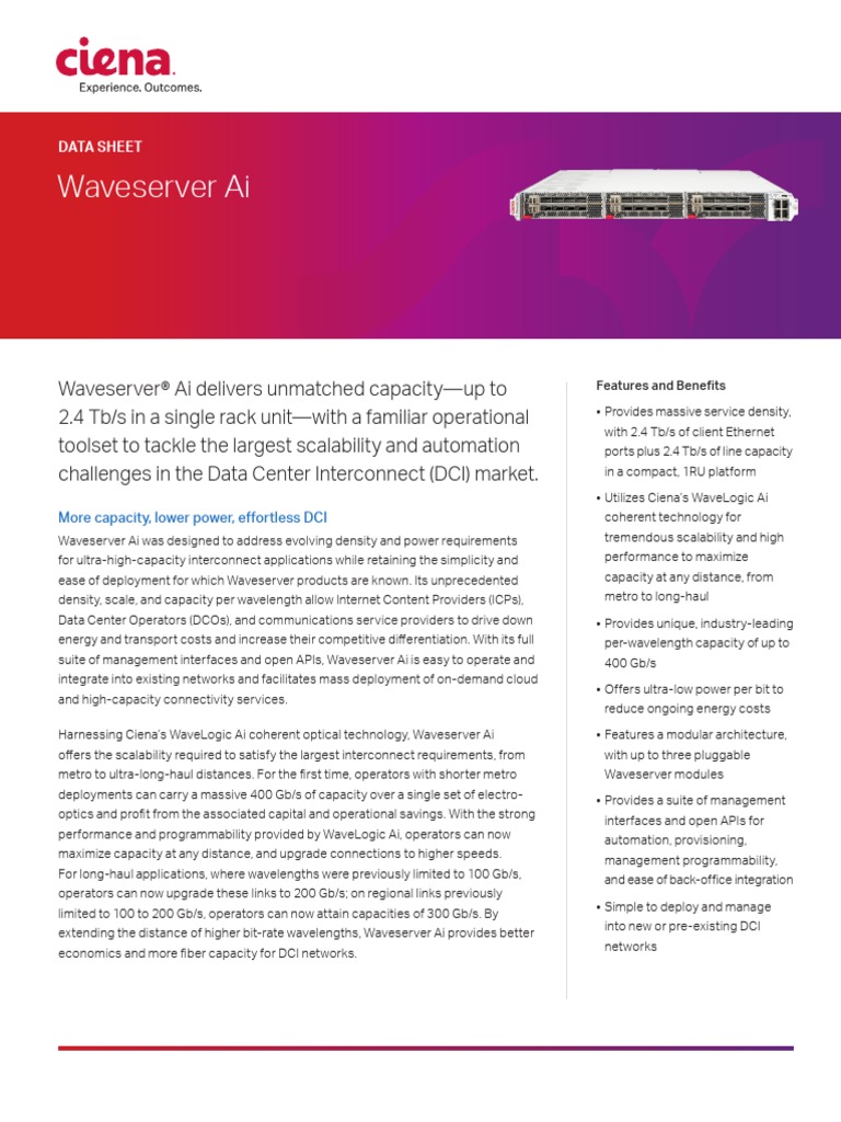 Waveserver Ai: Data Sheet | PDF | Artificial Intelligence ...
